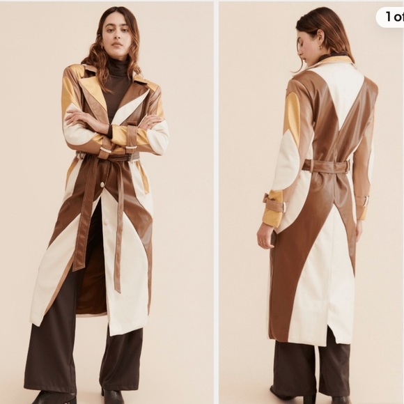 Anthropologie | Jackets & Coats | Colin Locascio Francine Vegan Leather Patchwork Trench Coat ...